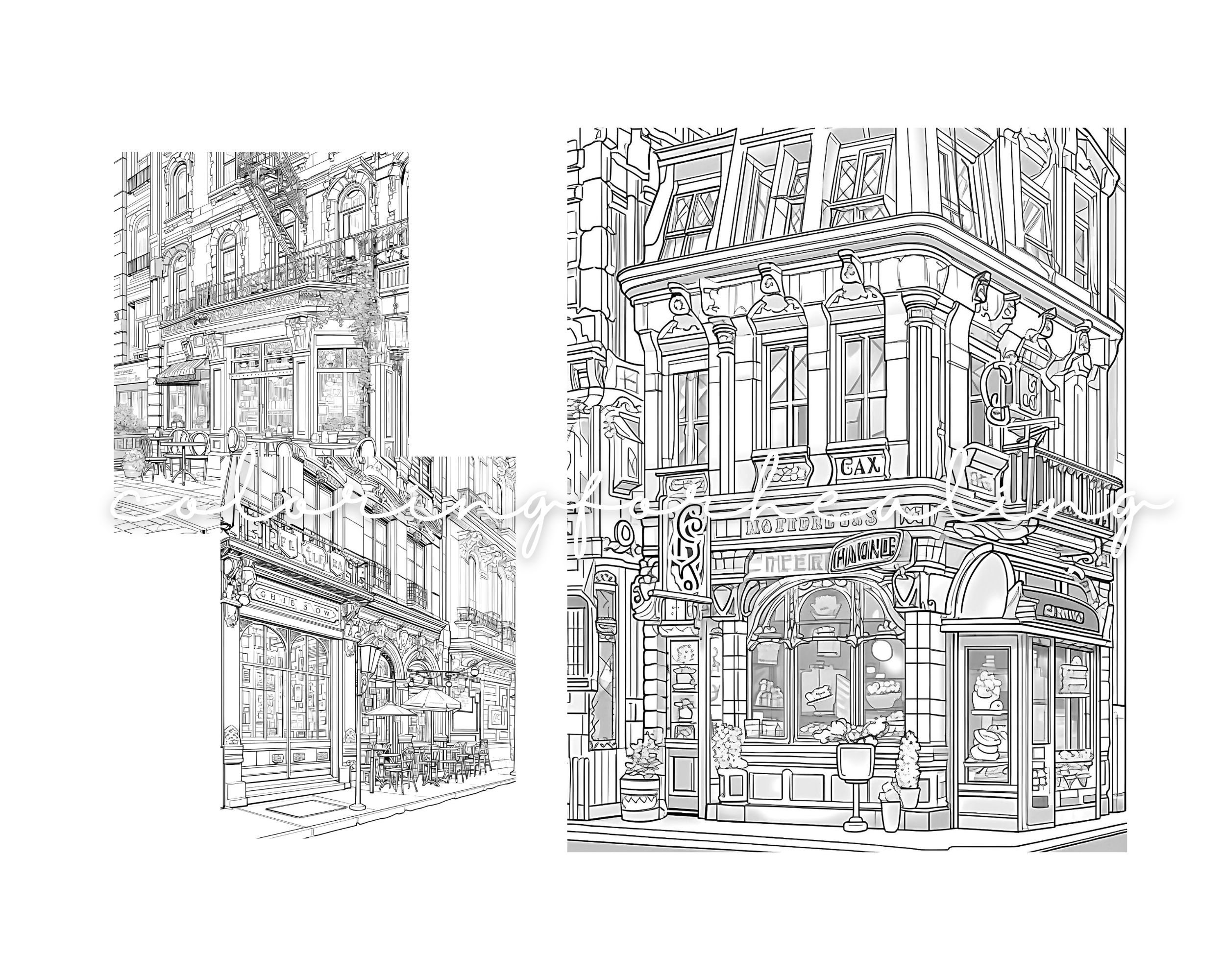 Coffee Lovers Gift Idea Unique Coloring Pages Europe Coffee Shop ...