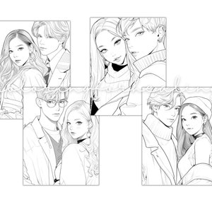 K-drama Birthday Gift Idea Couple Winter Fashion Coloring Pages ...