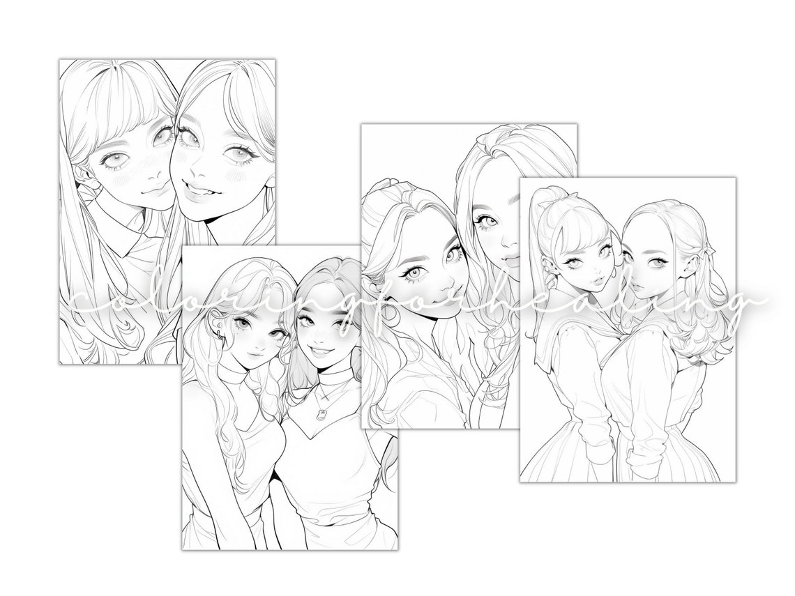 Kpop Fashion Besties Girl Coloring Pages Printable Girl Fashion K-pop ...