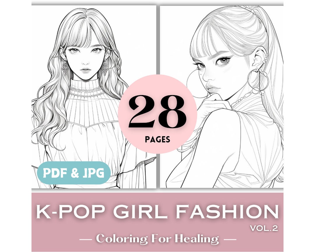 Coloring Pages Kpop Girl Fashion Printable K-pop Beauty Coloring Book ...