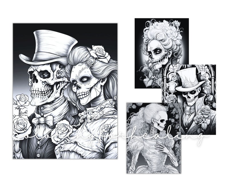 Adult Halloween Coloring Page Gothic Victorian Zombie Printable ...