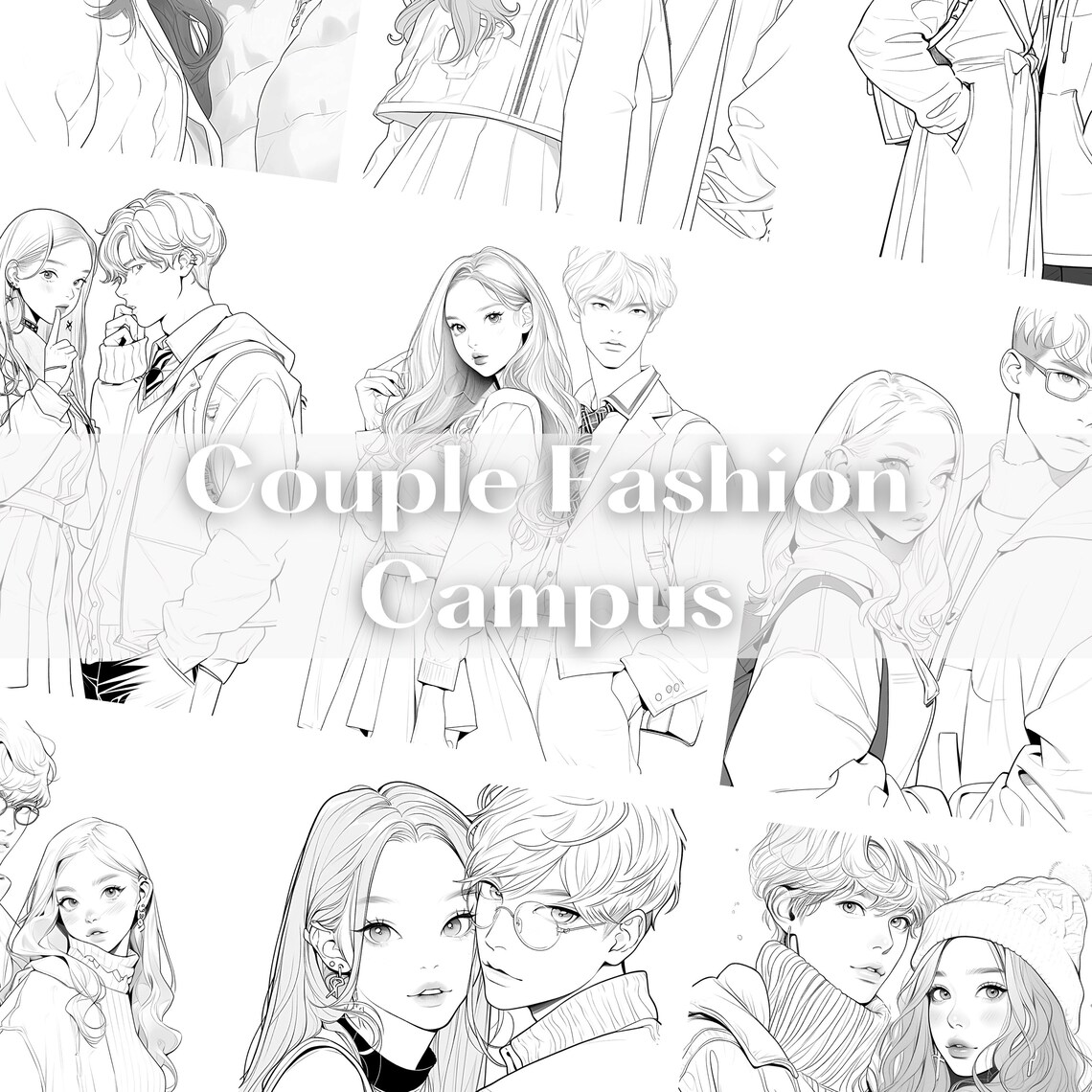 Coloring Pages Bundle Kpop Couple Fashion K-pop Lovers Birthday Gift ...