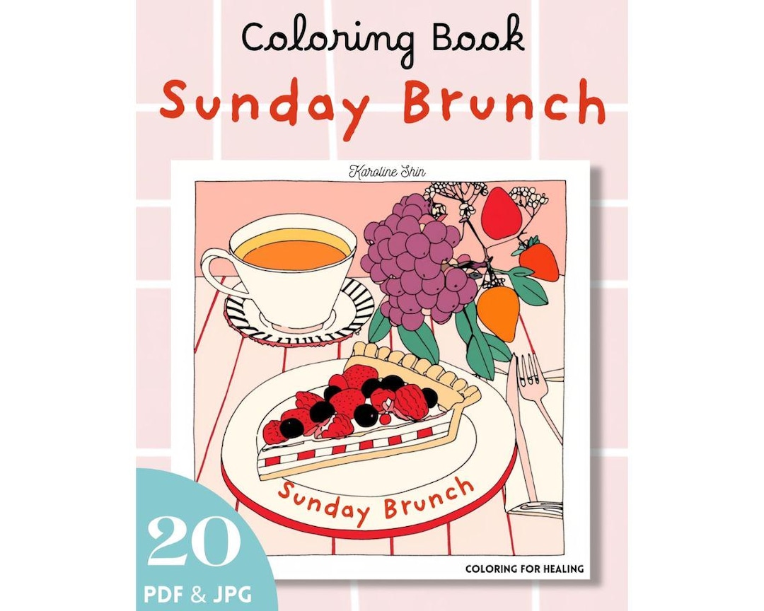 SUNDAY BRUNCH Minimalist Unique Coloring Pages Coffee Cake Muffin ...