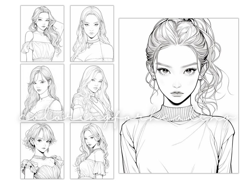 Coloring Pages Kpop Girl Fashion Printable K-pop Beauty Coloring Book ...