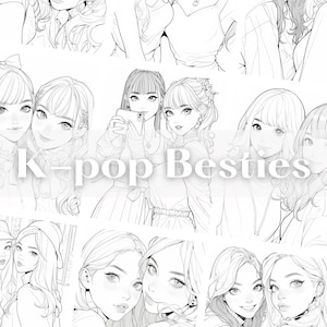 Coloring Pages Bundle Kpop Couple Fashion K-pop Lovers Birthday Gift ...