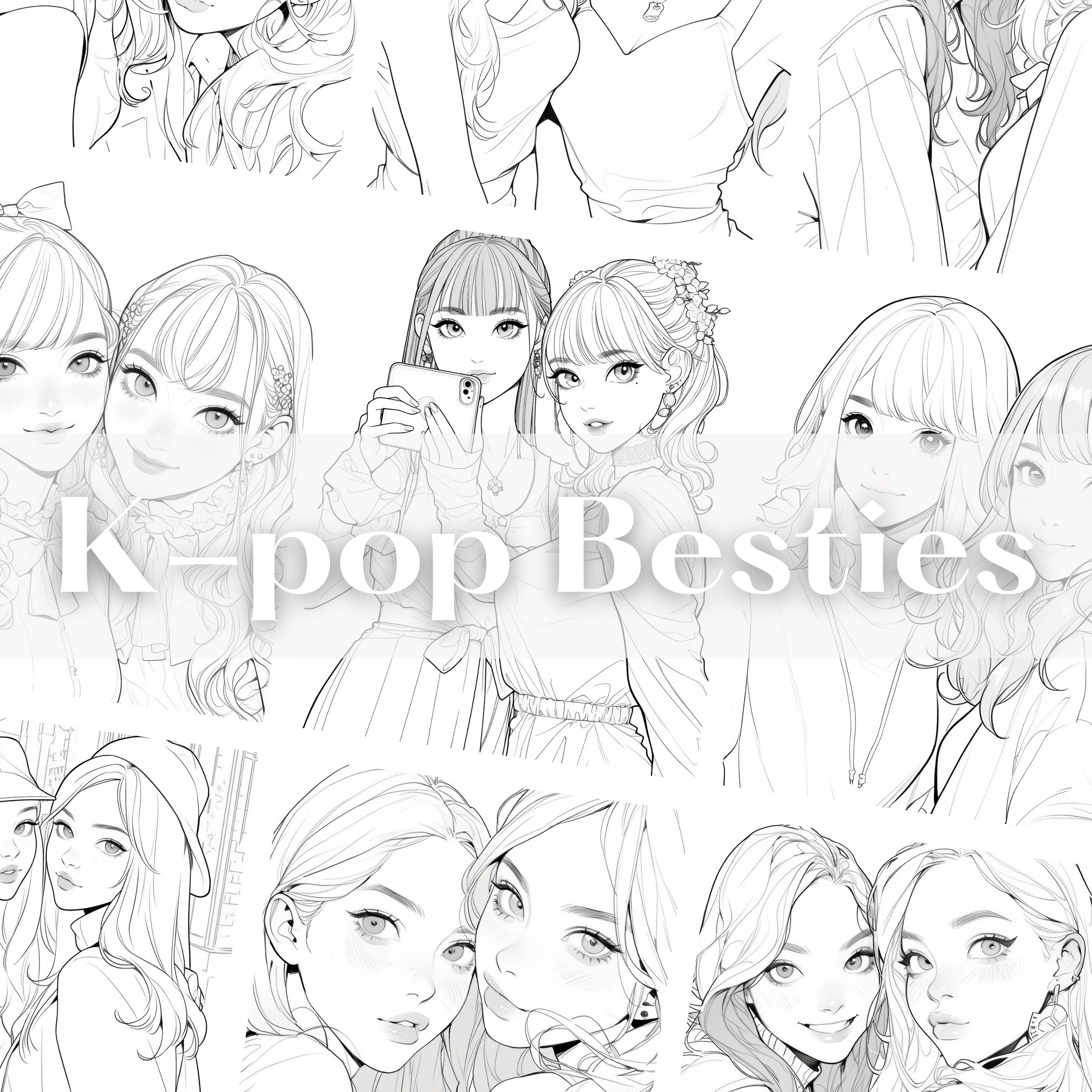 Coloring Pages Bundle Kpop Couple Fashion K-pop Lovers Birthday Gift ...