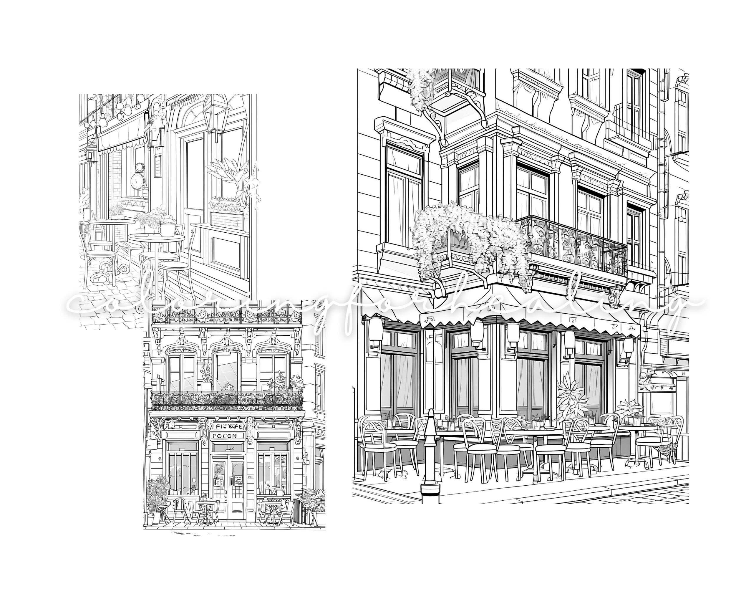 Coffee Lovers Gift Idea Unique Coloring Pages Europe Coffee Shop ...