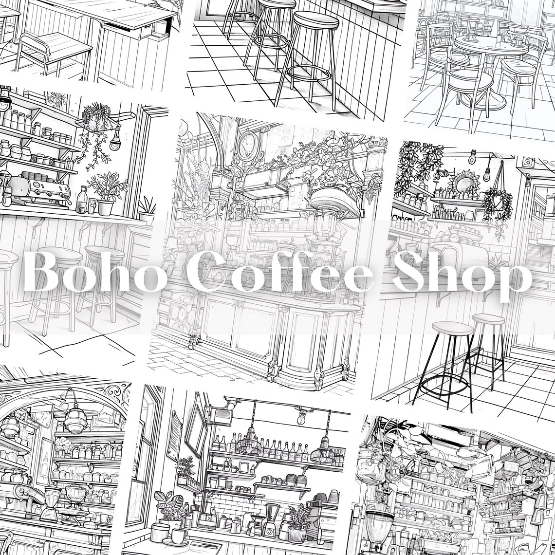 Grayscale Coloring Pages Bundle Coffee Lovers Birthday Gift Coffee ...