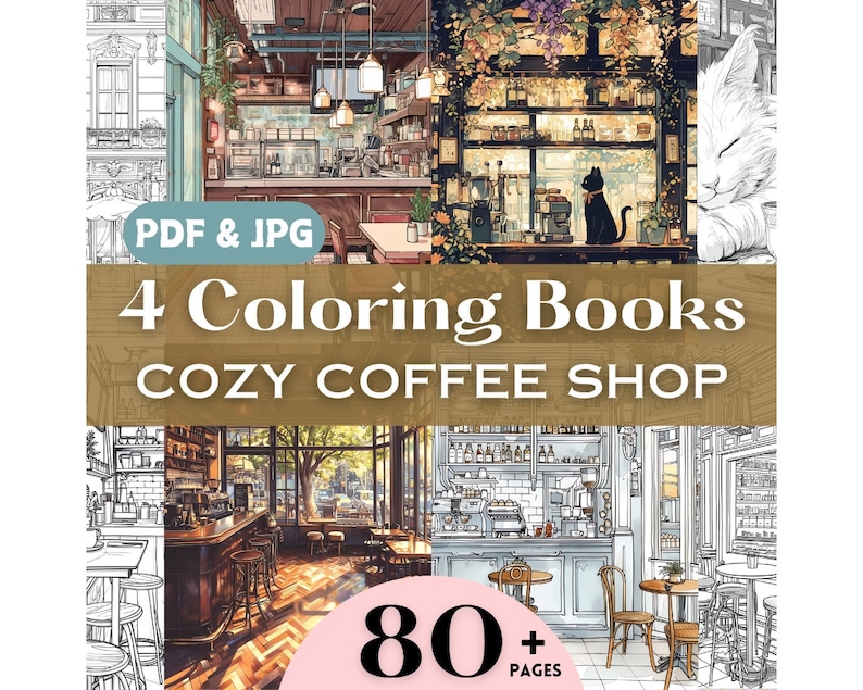 Grayscale Coloring Pages Bundle Coffee Lovers Birthday Gift Coffee ...