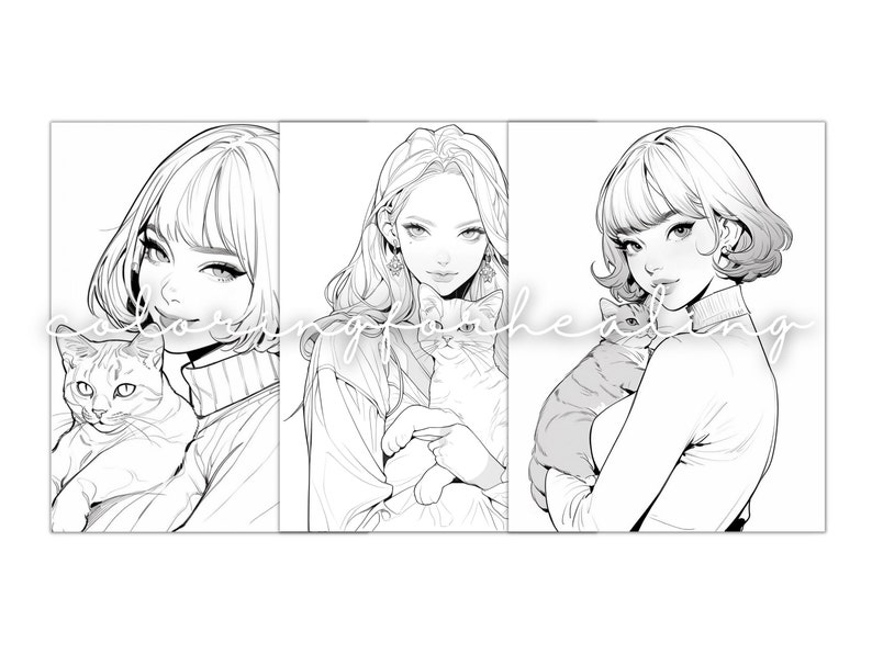 Coloring Pages Kpop Girl and Cat Fashion Coloring Pages Printable K-pop ...