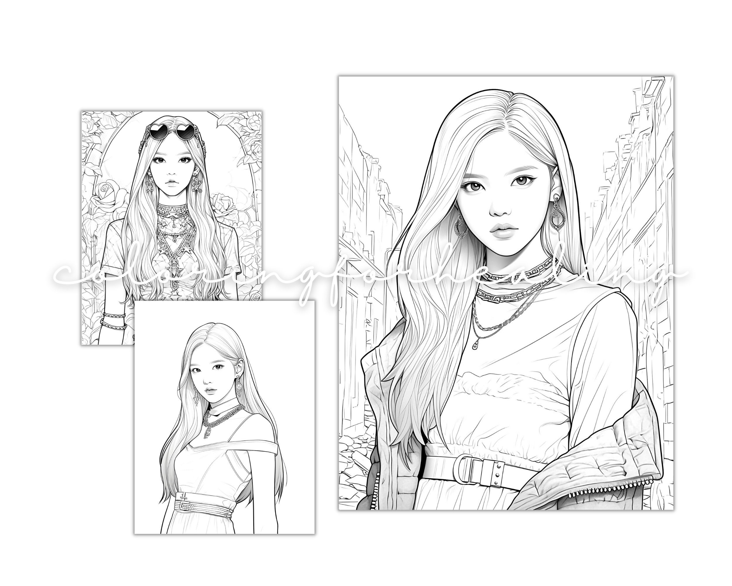 Blinks Birthday Gift Ideas Coloring Pages Kpop ROSÉ Inspired Girl ...