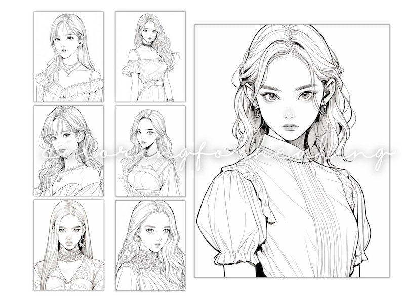 Coloring Pages Kpop Girl Fashion Printable K-pop Beauty Coloring Book ...