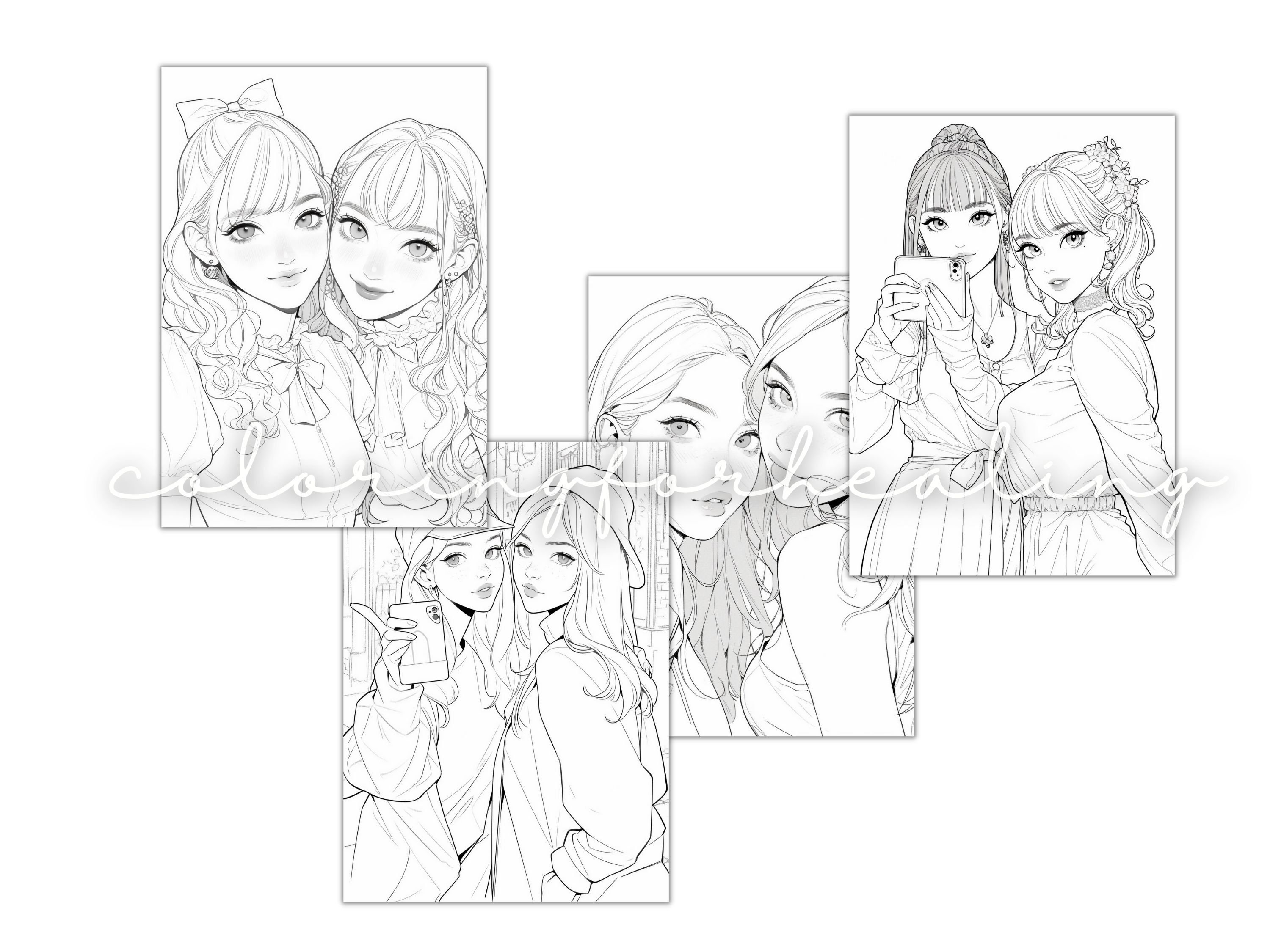 Kpop Fashion Besties Girl Coloring Pages Printable Girl Fashion K-pop ...