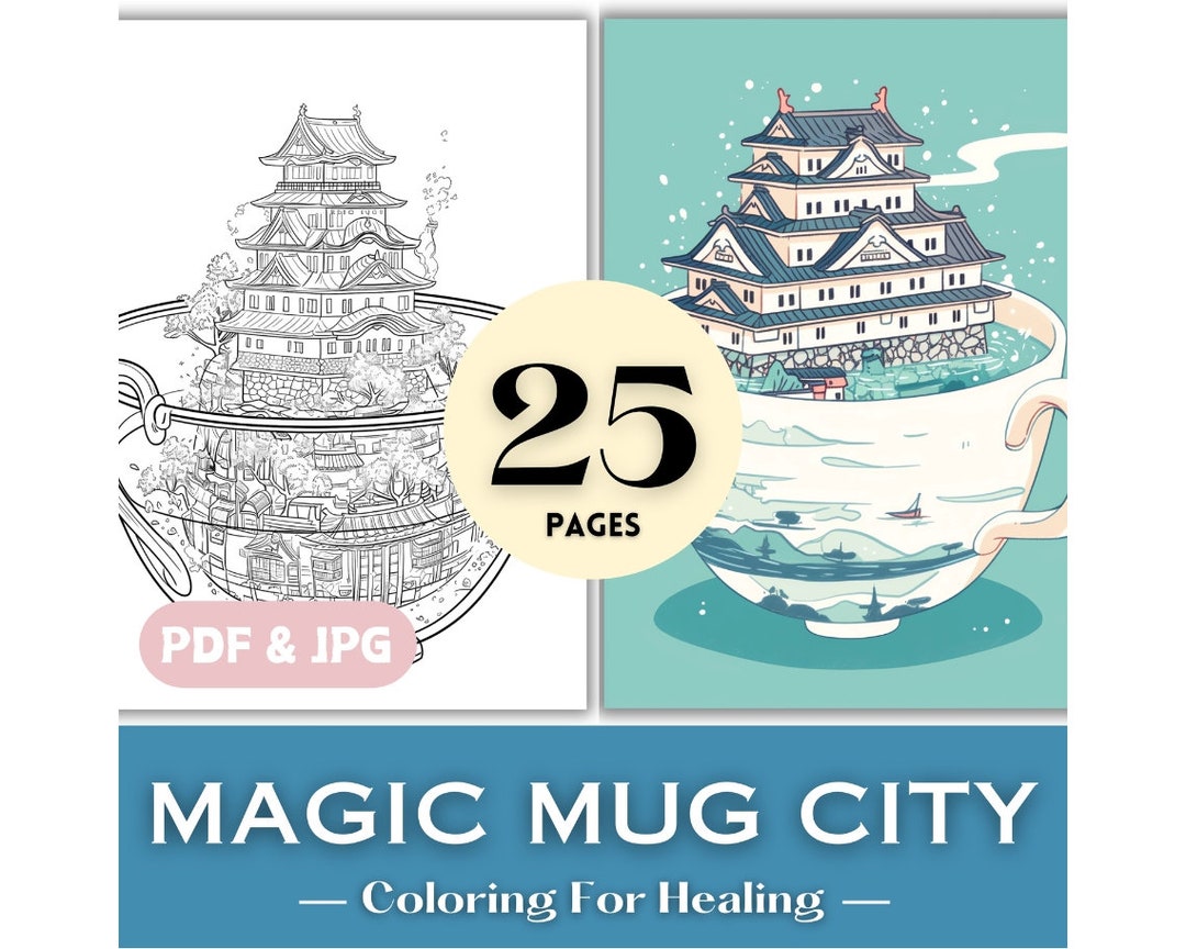 Birthday Gift Idea Grayscale Coloring Pages Magic Coffee Mug Fairy ...