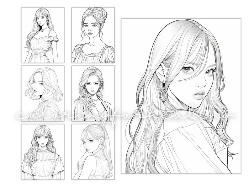 Coloring Pages Kpop Girl Fashion Printable K-pop Beauty Coloring Book ...