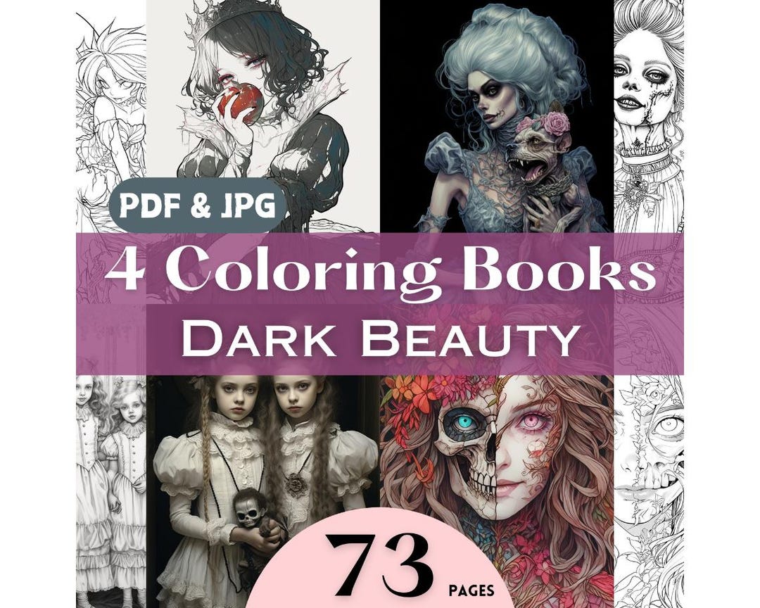 Dark Gothic Coloring Bundle Evil Princess Printable Coloring Book Pages ...