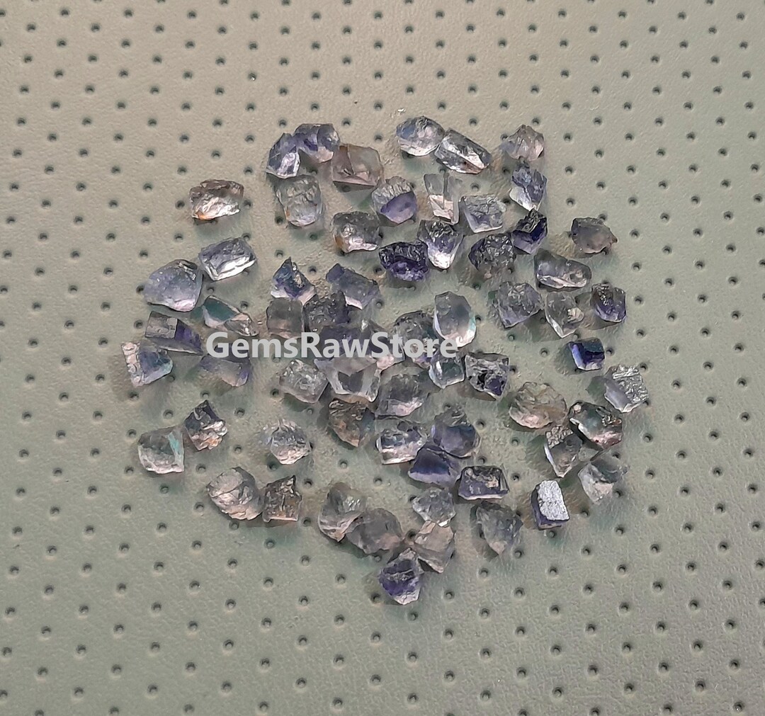 50 Piece Pack Tiny Light Color Iolite Rough 5-7 MM Size, Iolite Raw, Blue Iolite Rough Stone for ...