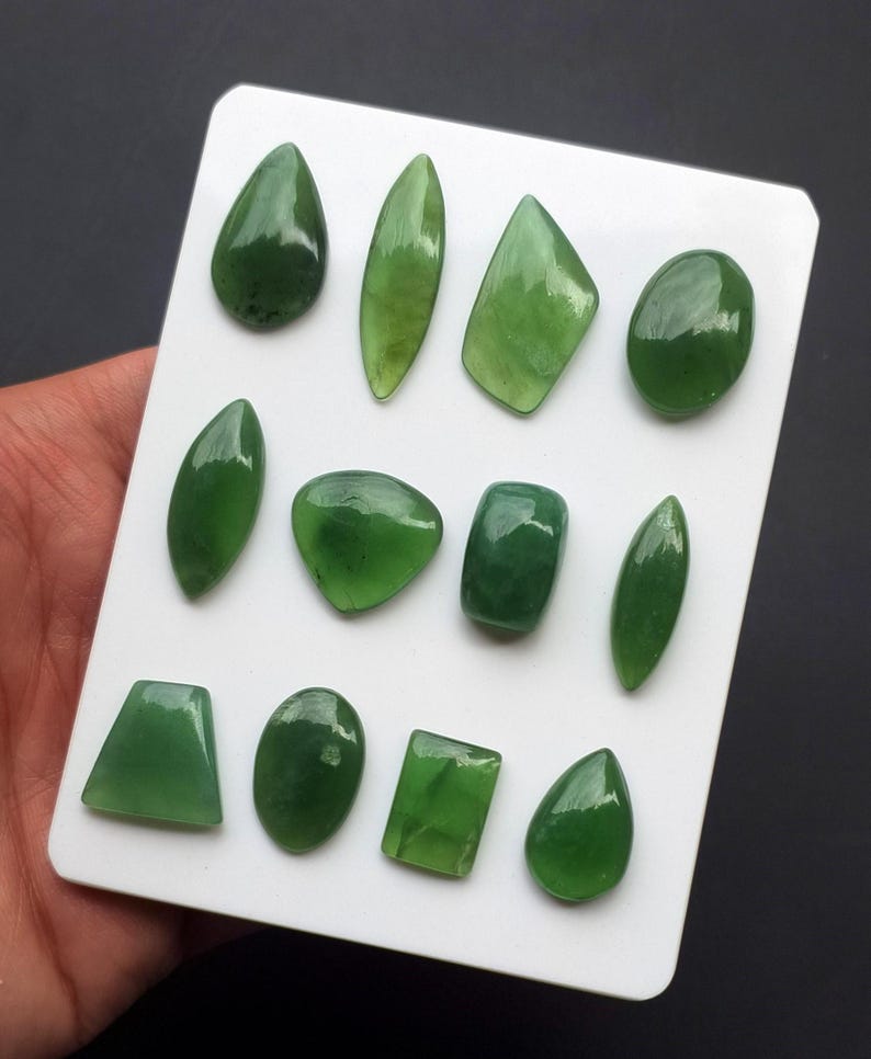 Natural Serpentine Flat Back Cabochon, Smooth Polished Serpentine Loose ...