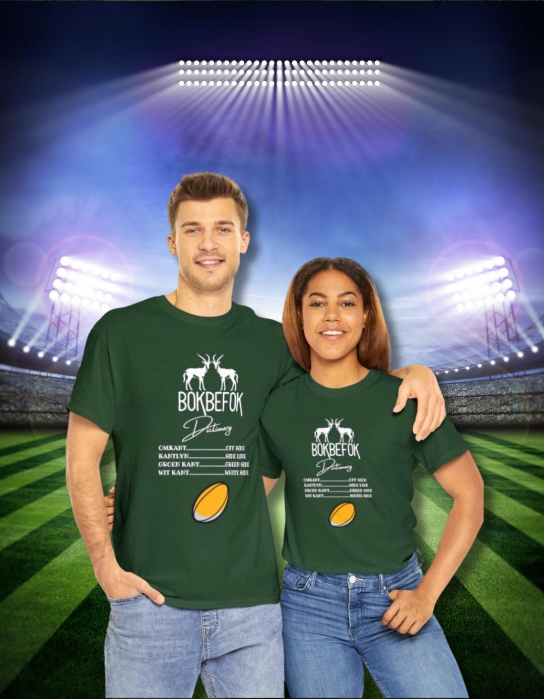 BOKKE Bokbefok Rugby Tshirtfunny Groen Kant Wit Kant ...