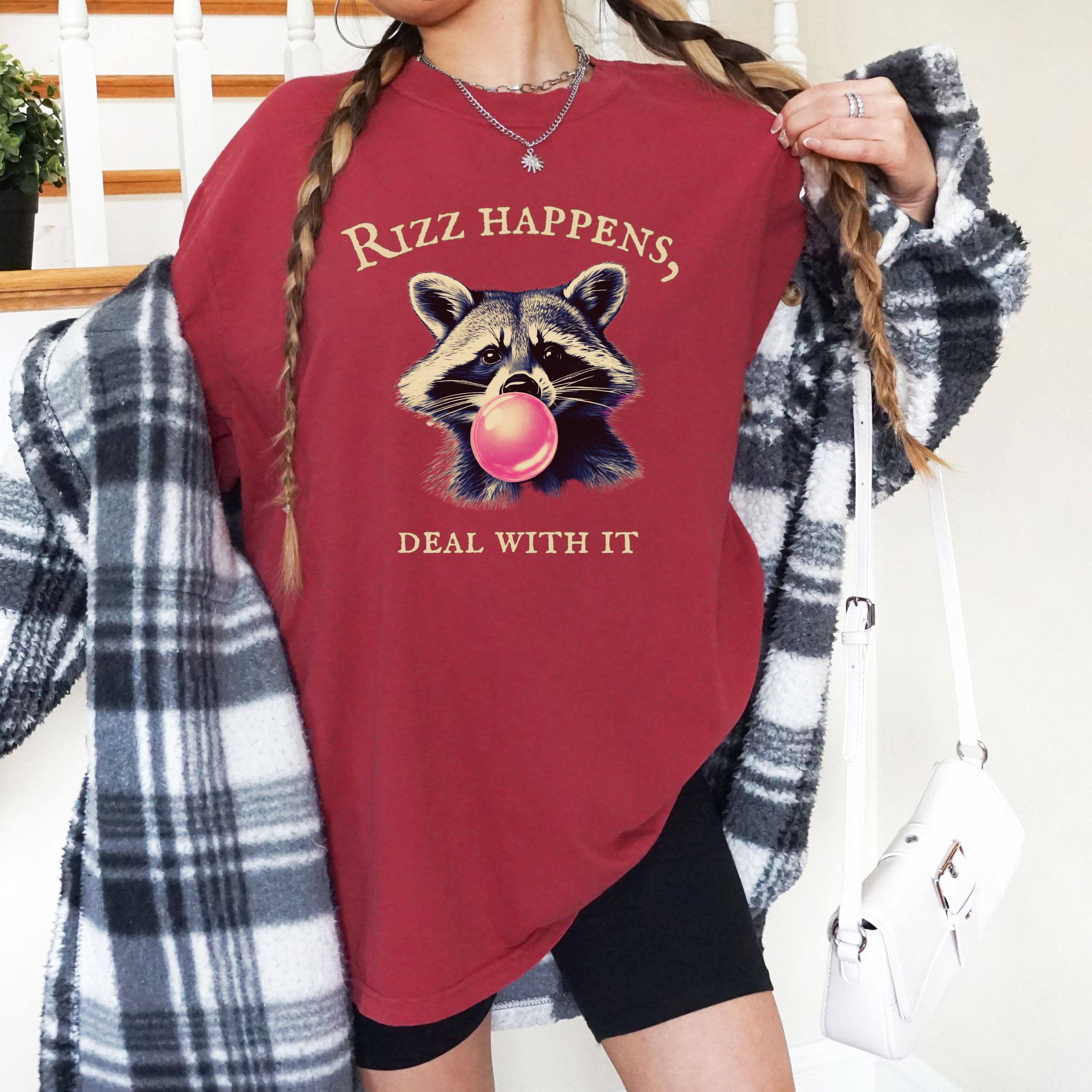 Cute Trash Panda T-shirt Sarcastic Rizz Happens Tee Oversized Y2K Tee ...