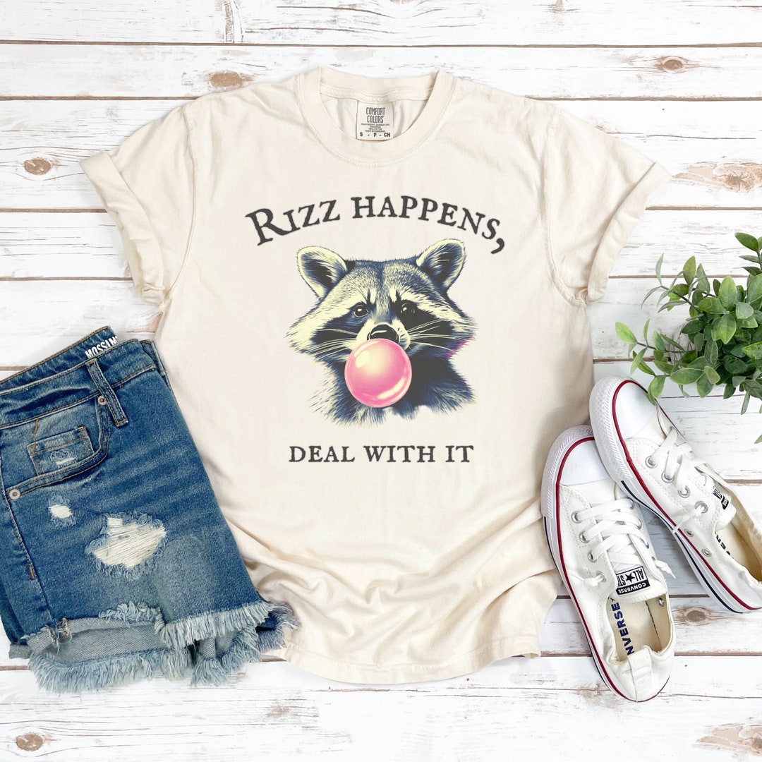 Cute Trash Panda T-shirt Sarcastic Rizz Happens Tee Oversized Y2K Tee ...