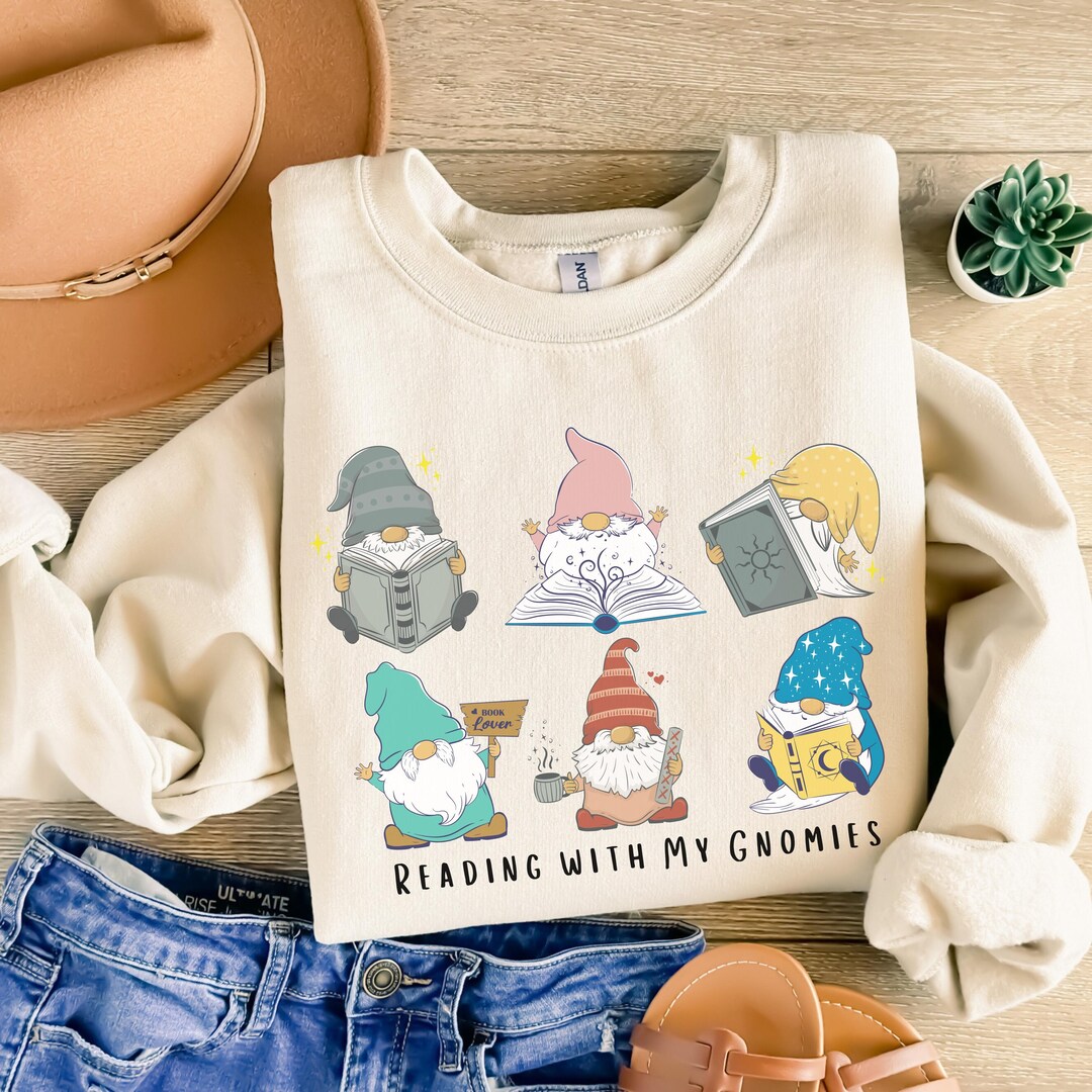 Reading Gnomies Sweatshirt, Book Lover Teacher Gift - Etsy