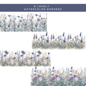 Watercolor Floral Borders Blue Floral Borders Wild Flowers Watercolor ...