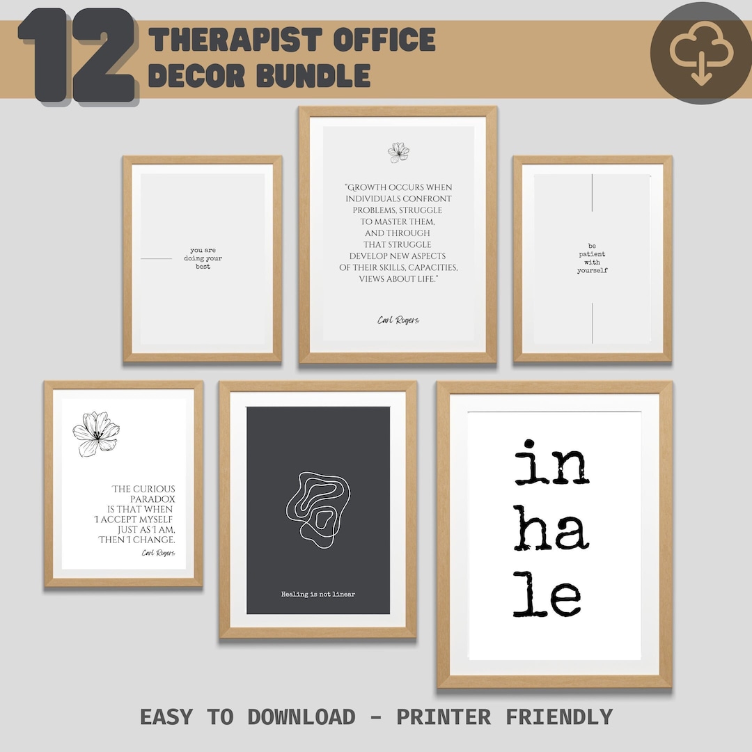 Therapist Office Decor Bundle SET of 12, Counseling Office Wall Art ...