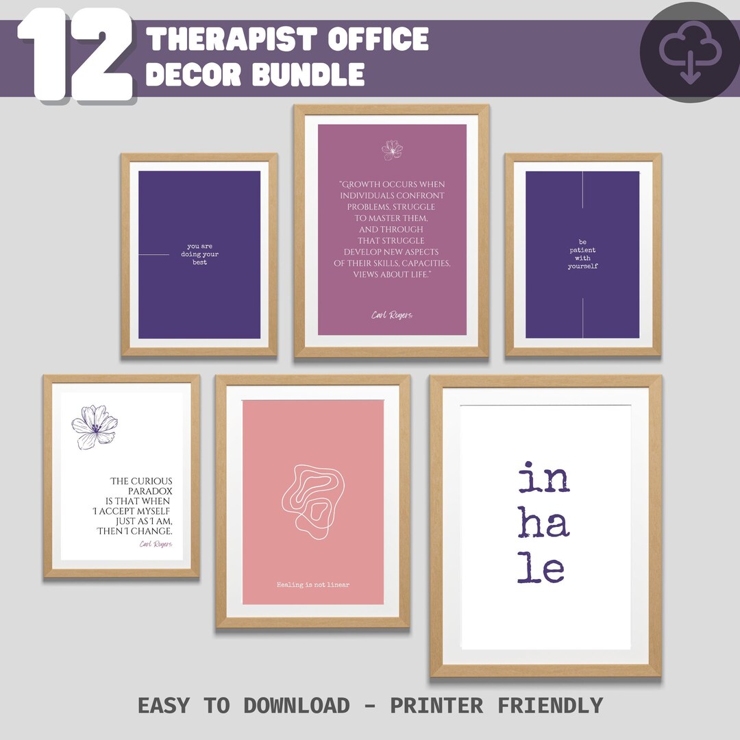 Therapist Office Decor Bundle SET of 12, Counseling Office Wall Art ...