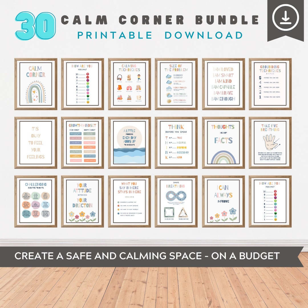 30 Calming Corner Classroom Boho Calm Down Printable Decor Wall Art ...