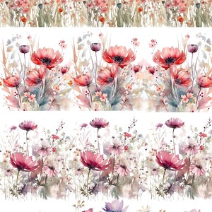 Watercolor Floral Borders Red Floral Borders Wild Flowers Watercolor ...