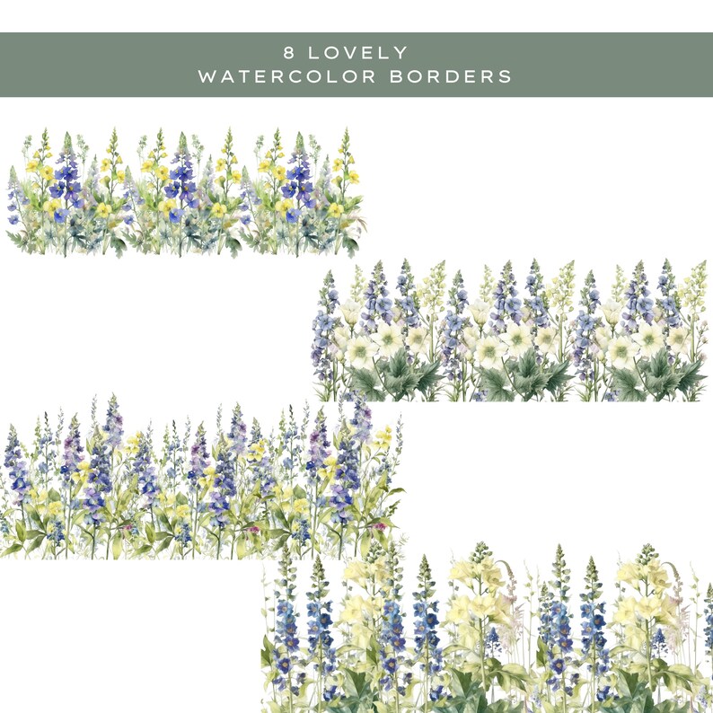 Watercolor Floral Borders Floral Borders Wild Flowers Watercolor ...