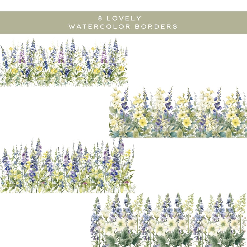 Watercolor Floral Borders Floral Borders Wild Flowers Watercolor ...