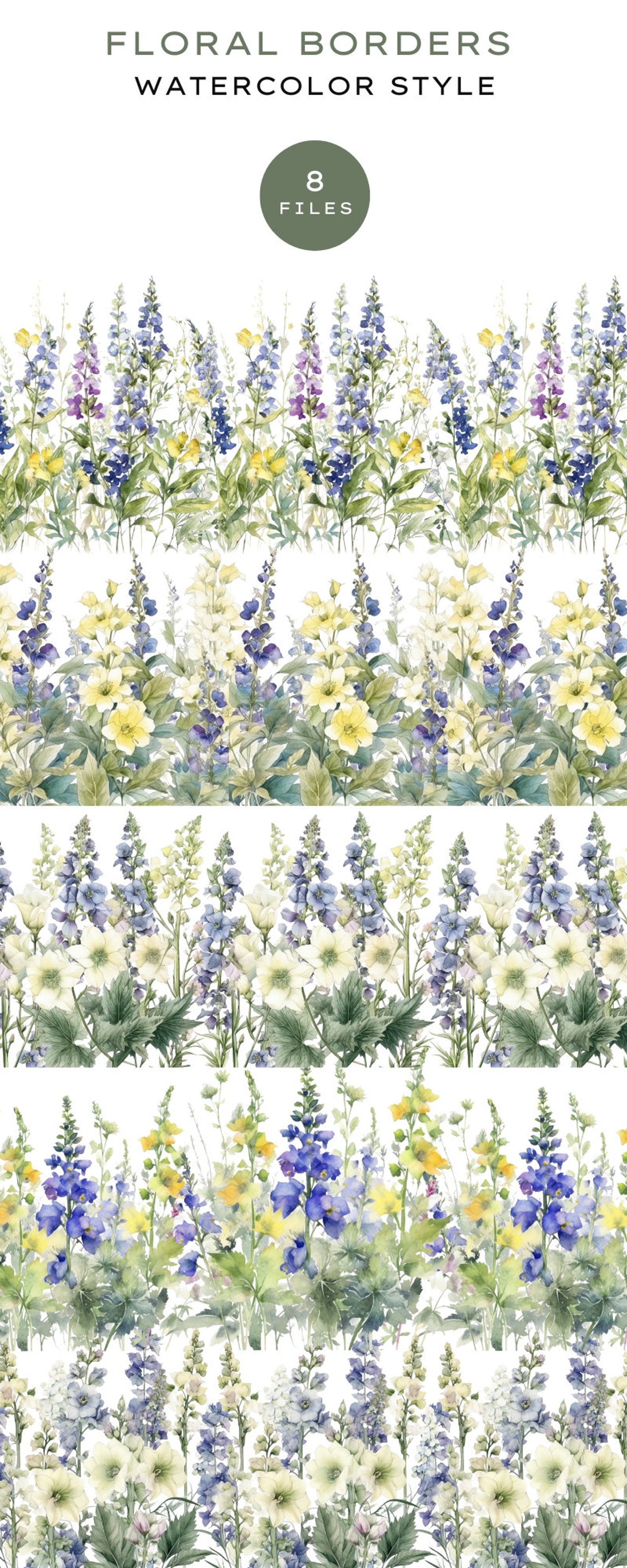 Watercolor Floral Borders Floral Borders Wild Flowers Watercolor ...