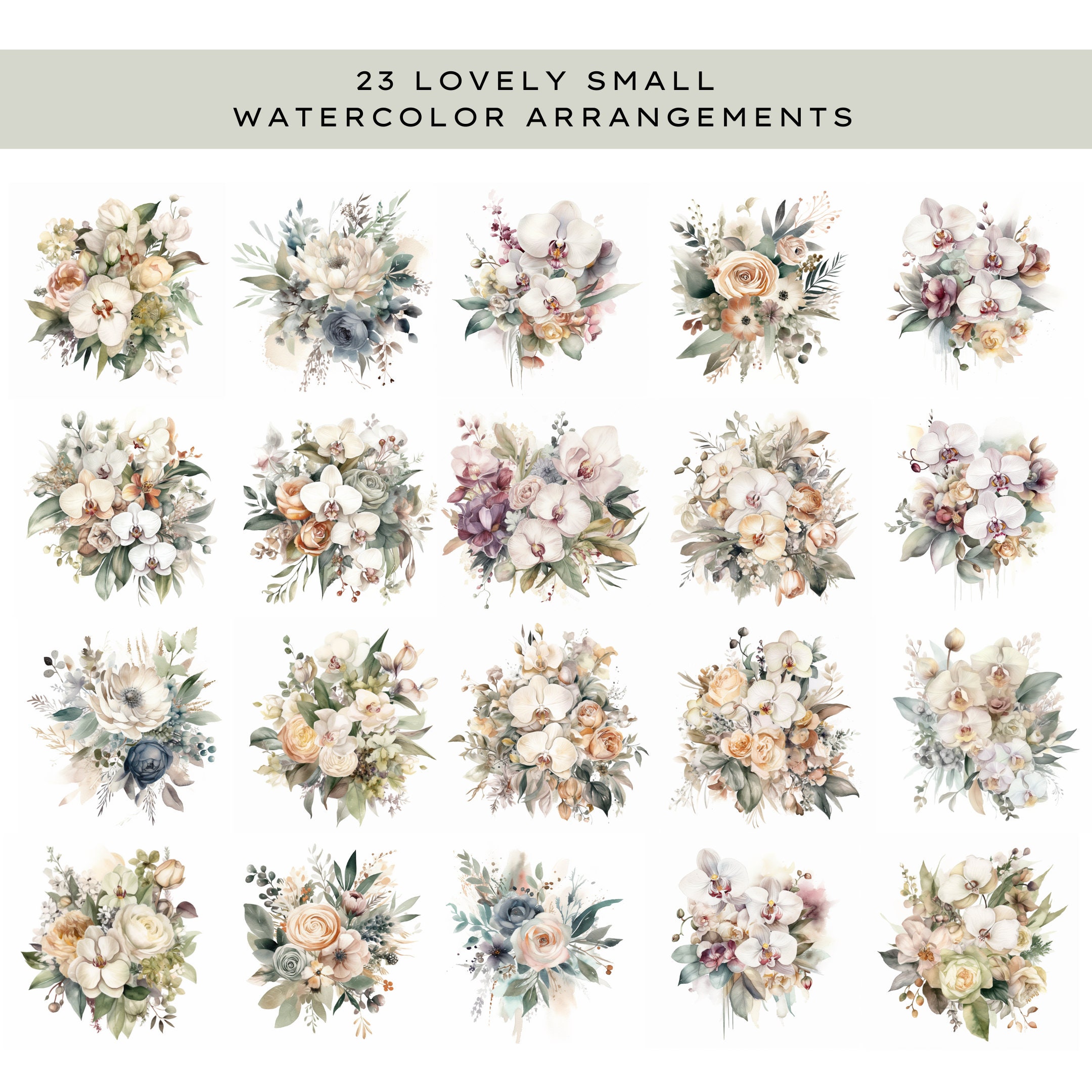 Watercolor Floral Clipart Neutral Floral Clipart Watercolor Clipart PNG ...