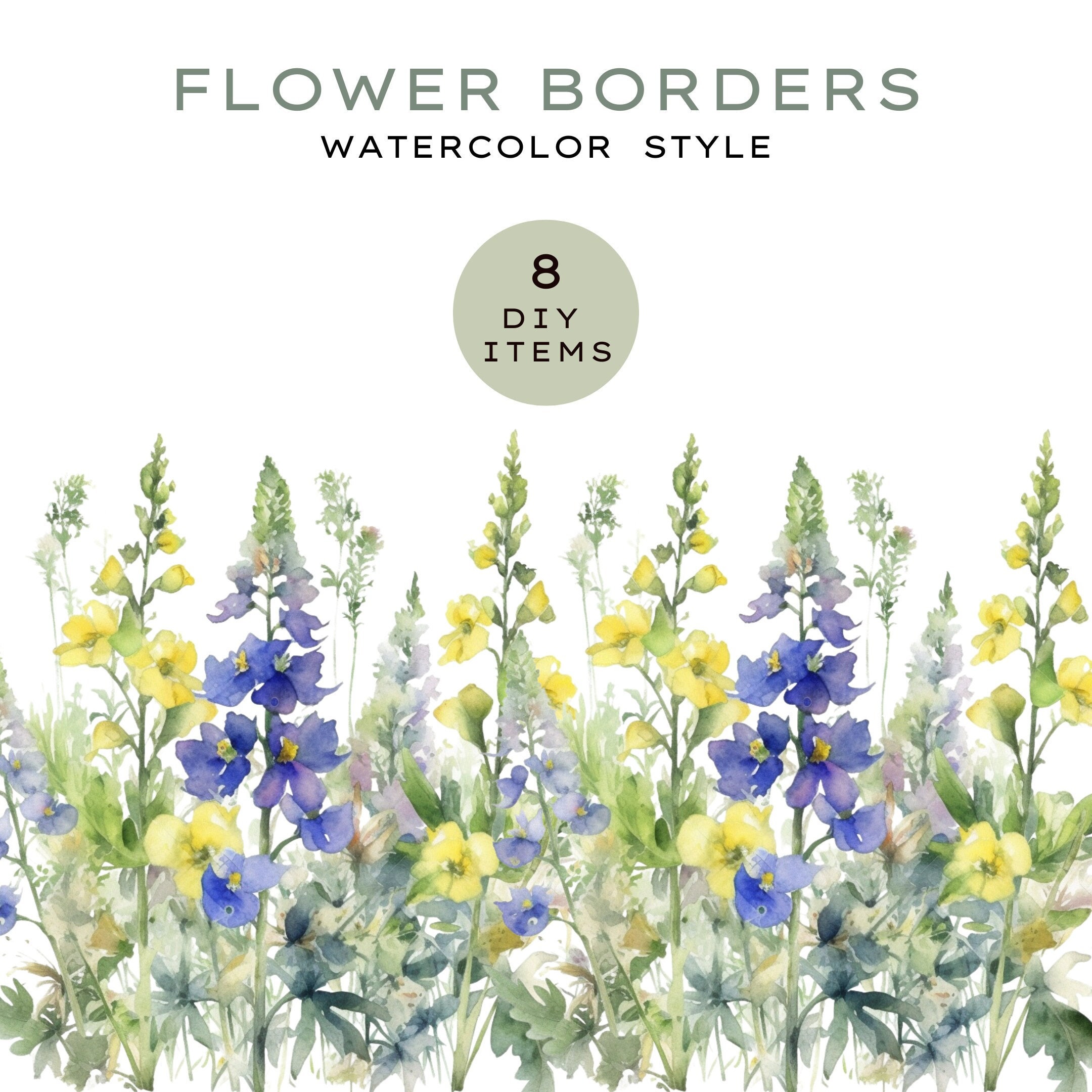Watercolor Floral Borders Floral Borders Wild Flowers Watercolor ...
