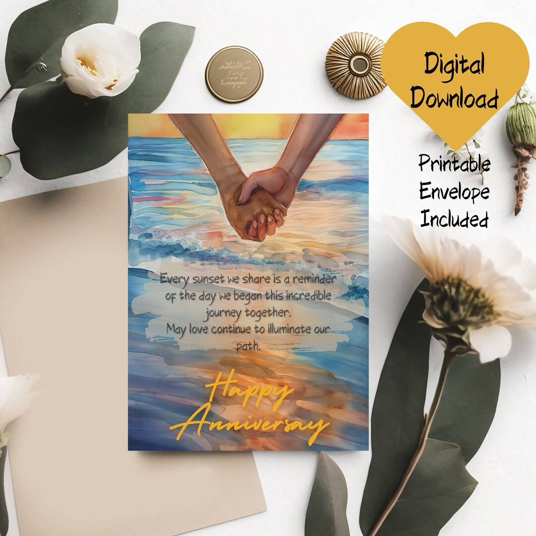 Printable Anniversary Card DIGITAL Download Printable Lovely ...