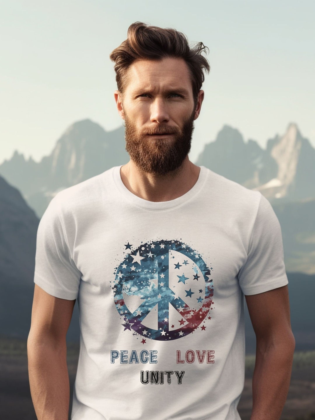 4th of July Peace Shirt for Men, Red White and Blue Peace Sign Shirt ...