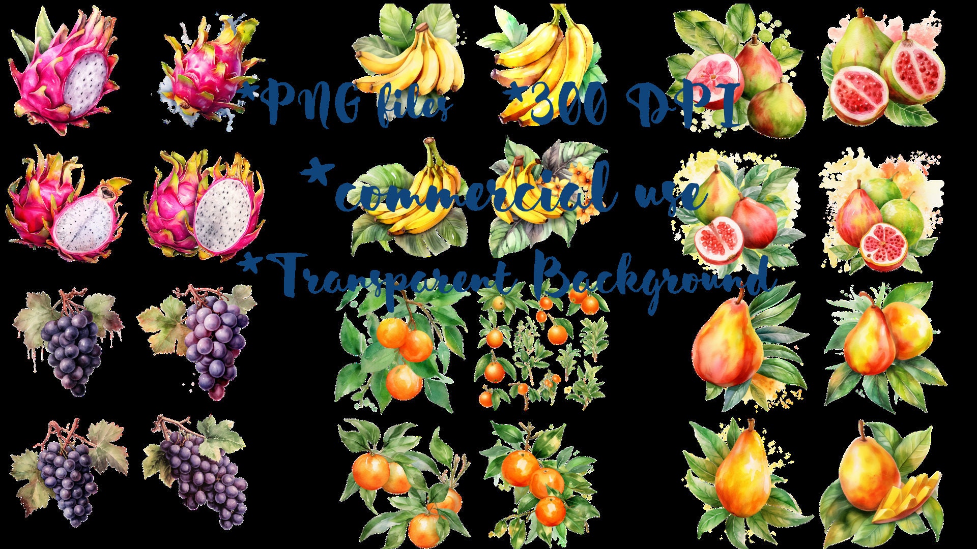 Fruit Clipart Setfruits Pngclipart Set of - Etsy