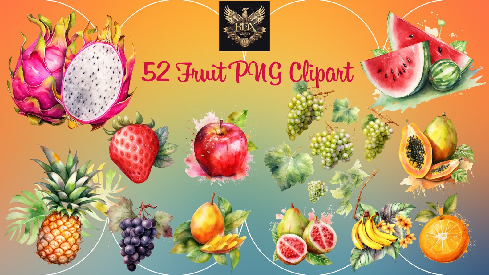 Fruit Clipart Setfruits Pngclipart Set of - Etsy