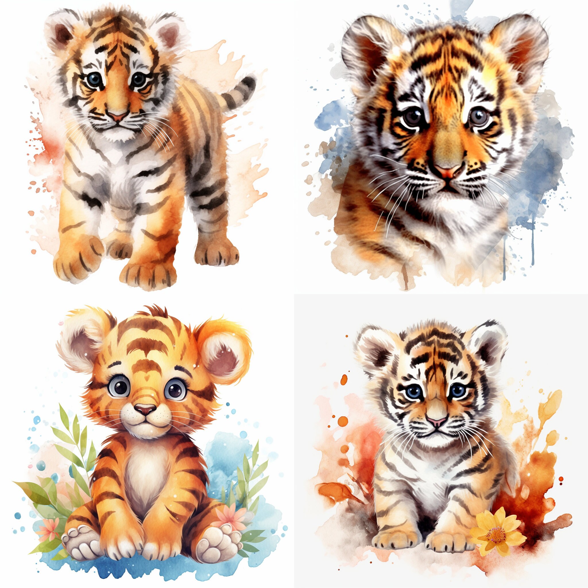 Cute Baby Tiger Watercolor PNG Clipart Digital Download for - Etsy
