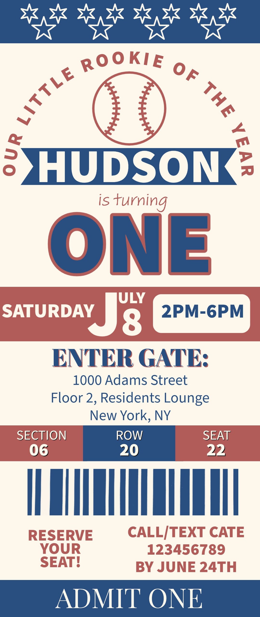 Rookie of the Year | 1st Birthday Invitations | Baseball Birthday ...