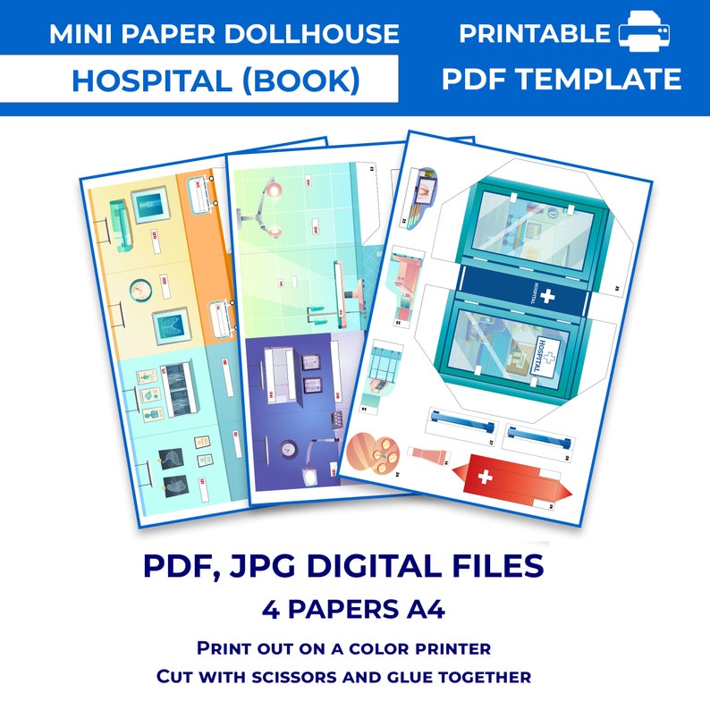 Paper Dollhouse Hospital: Mini Pop-up Book, Printable Clinic (PDF) - Etsy