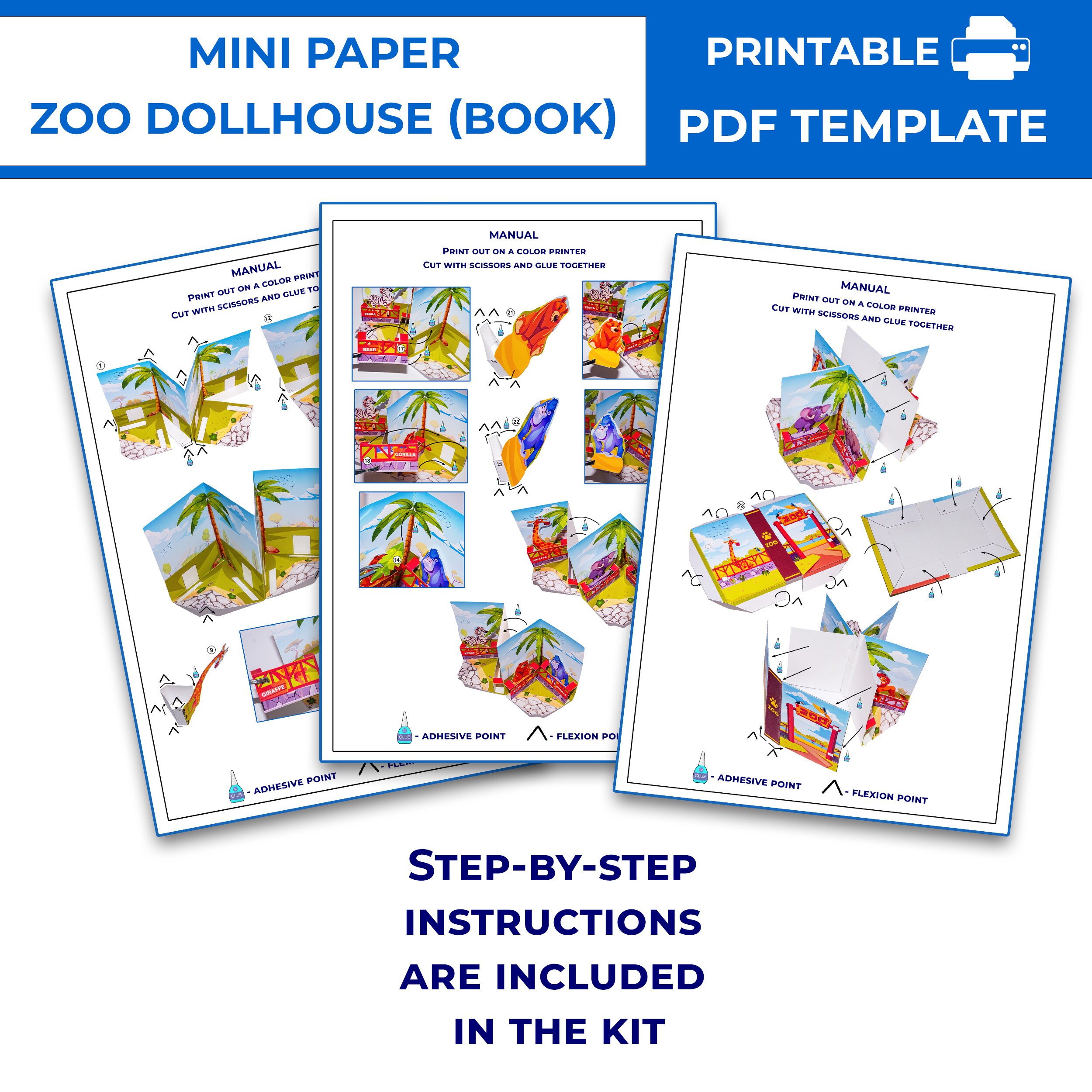 Paper Animals Craft for Kids. Paper Zoo Dollhouse in Book Form. Mini ...