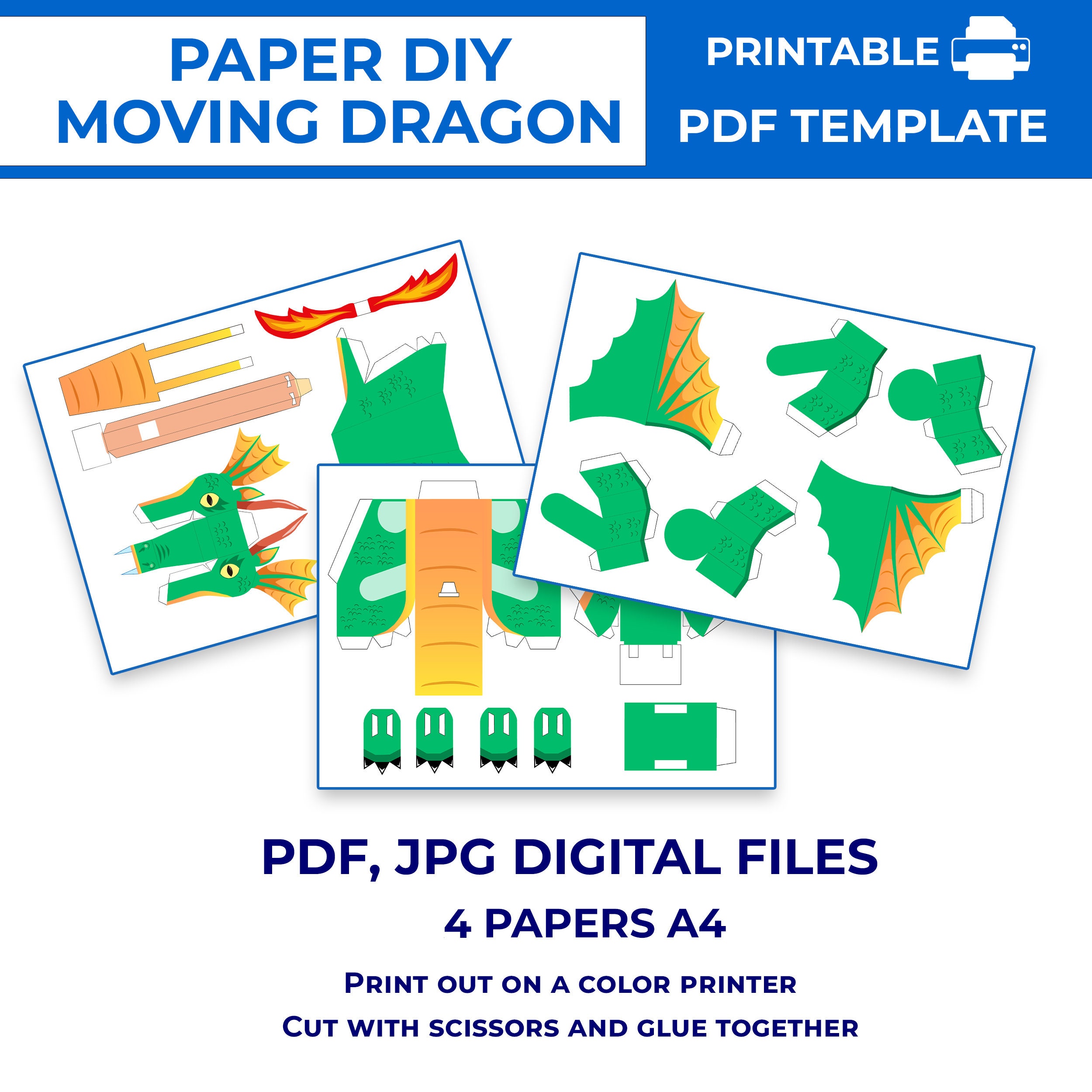 Paper Dragon Model. Gift for Children. Paper Toy Model Moving Dragon ...