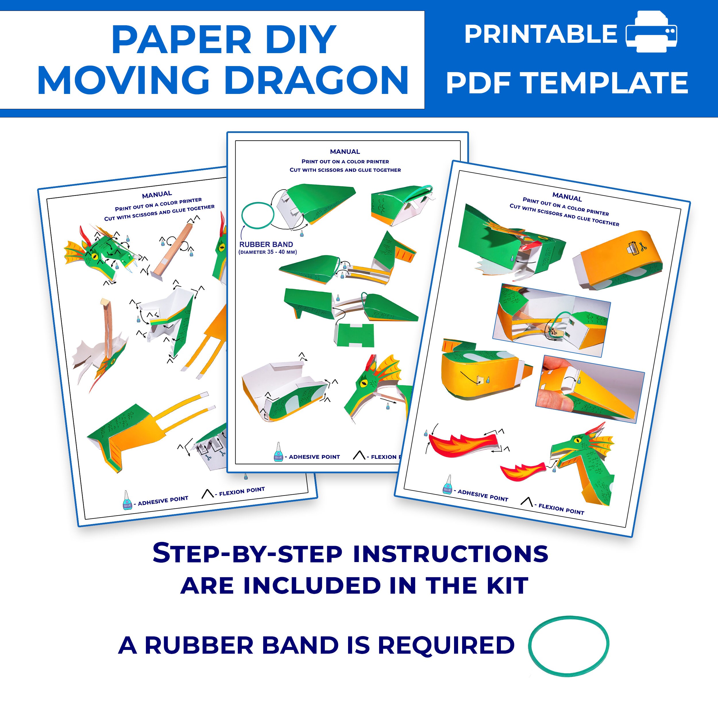 Paper Dragon Model. Gift for Children. Paper Toy Model Moving Dragon ...