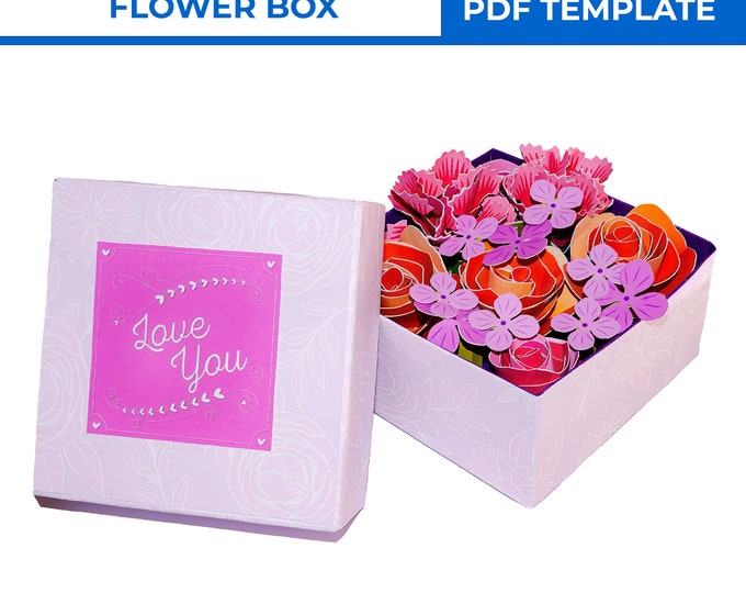 Beau Flower Box - Templates - Paper Flowers - 3D Box - Instant Download ...