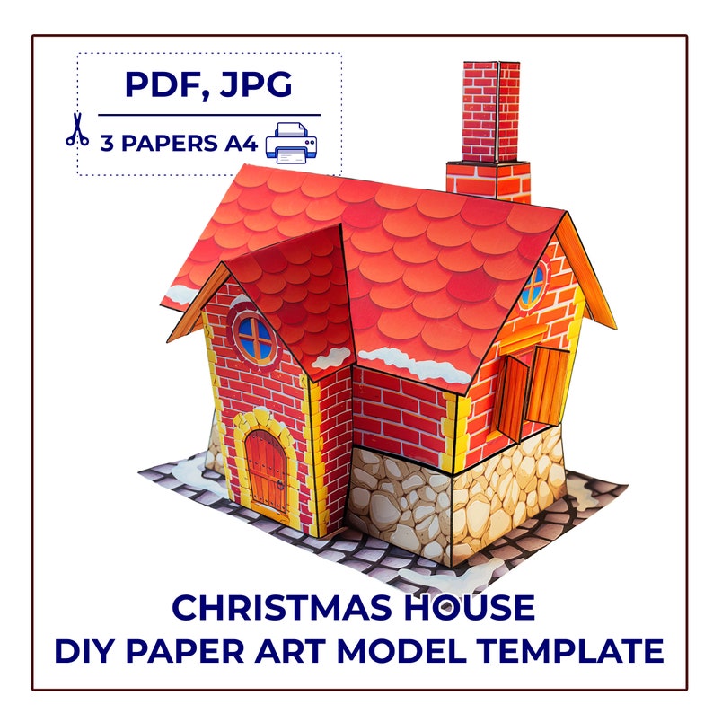 Christmas House DIY Paper Model Template. Christmas Craft for Kids ...