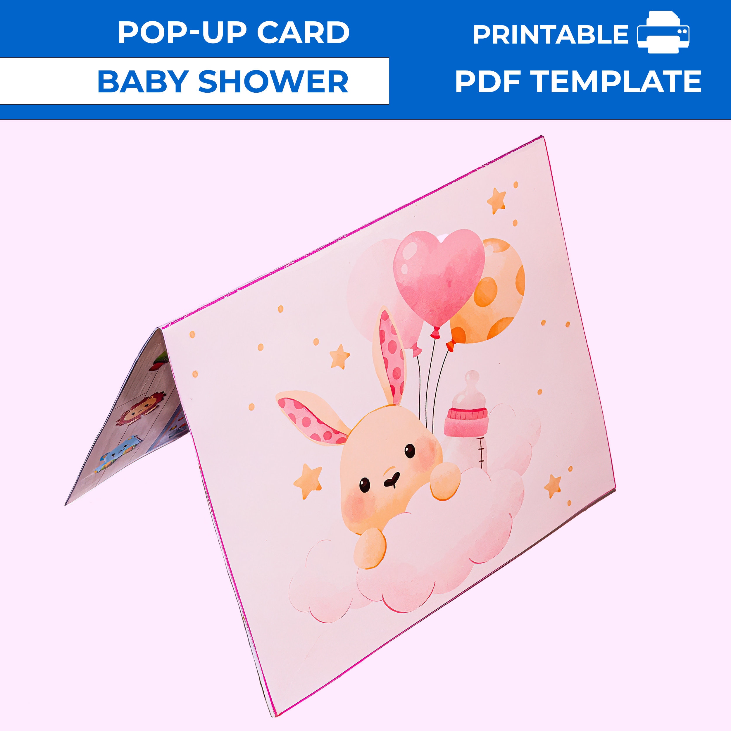 New Born Baby Pop-up Card PDF Template. Baby Shower Pop-up Paper Card ...