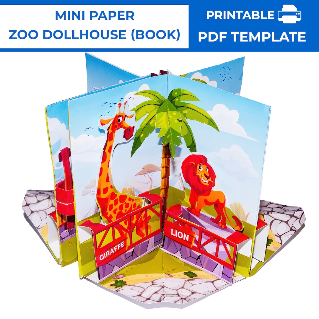 Paper Animals Craft for Kids. Paper Zoo Dollhouse in Book Form. Mini ...